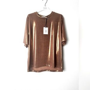 Soho | Tops | Soho Womens Bronze Gold Metallic Shine Pullover Top Shirt ...